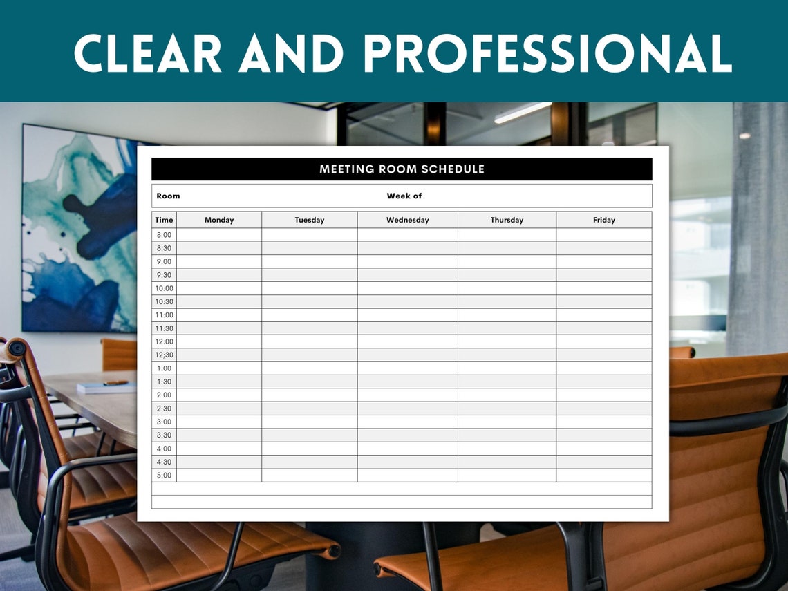 Meeting Room Schedule, Room Reservation Template, Conference Room ...