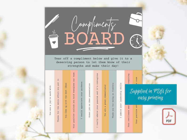 Printable Tear off Compliments, Random Acts of Kindness Activity ...