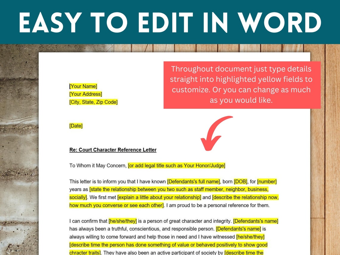 Court Character Reference Letter Template, Court Character Reference ...