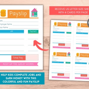 Payslip for Kids, Printable Kids Paystub, Kids Paycheck, Earn Money ...