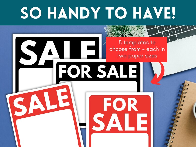 Printable for Sale Sign, for Sale Sign, Sale Sign PDF, US Letter and A4 ...
