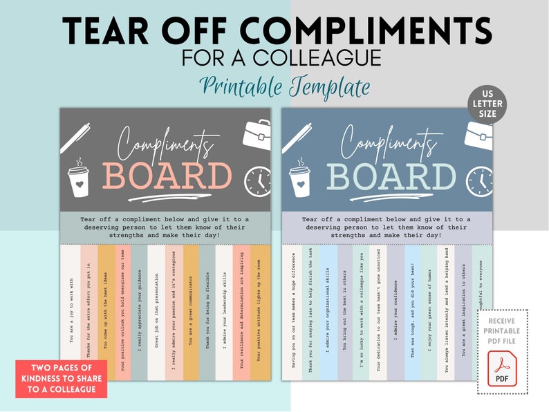 Printable Tear off Compliments, Random Acts of Kindness Activity ...
