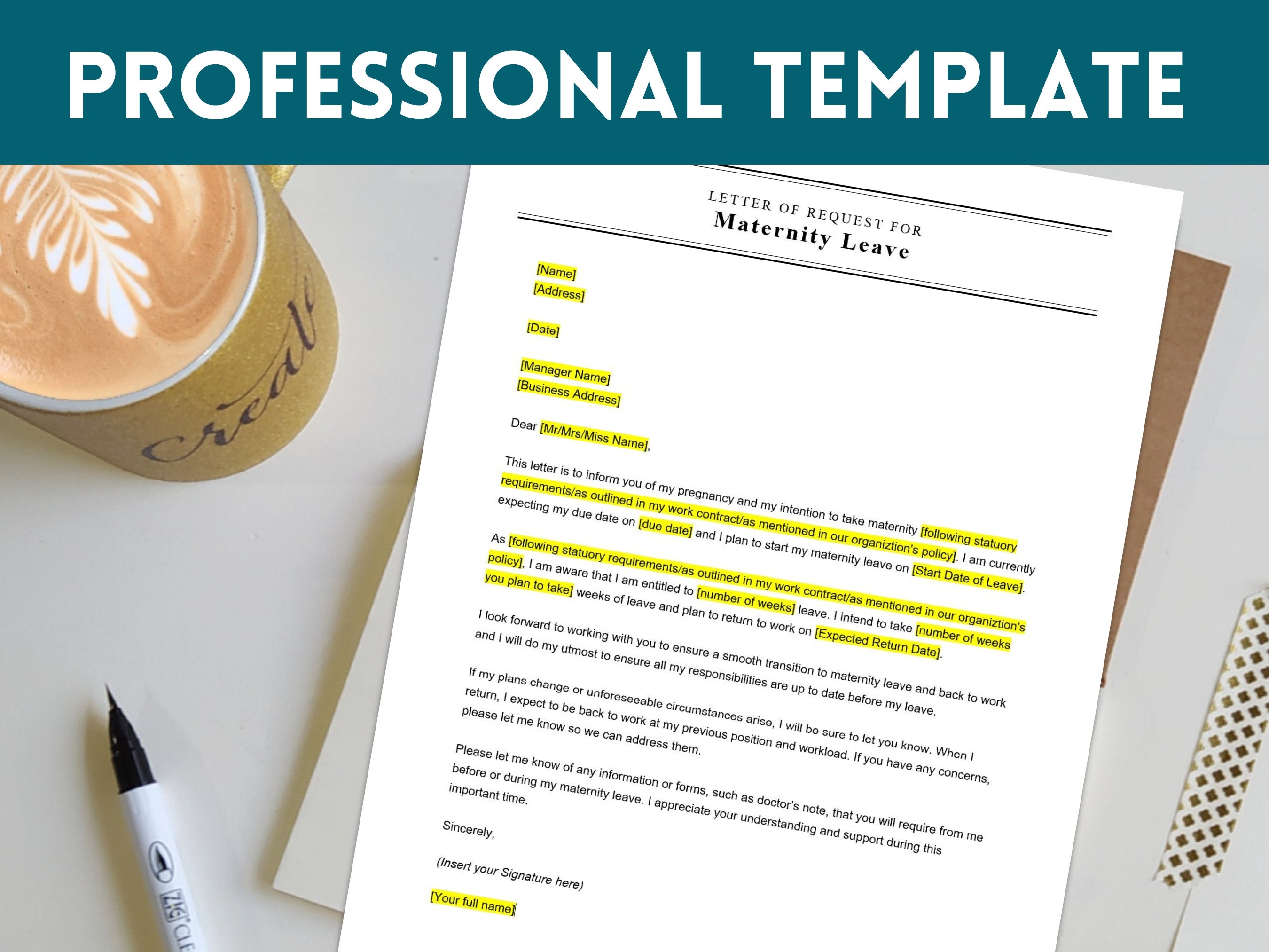 Maternity Leave Work Letter Template, Parental Leave, Maternity Leave ...