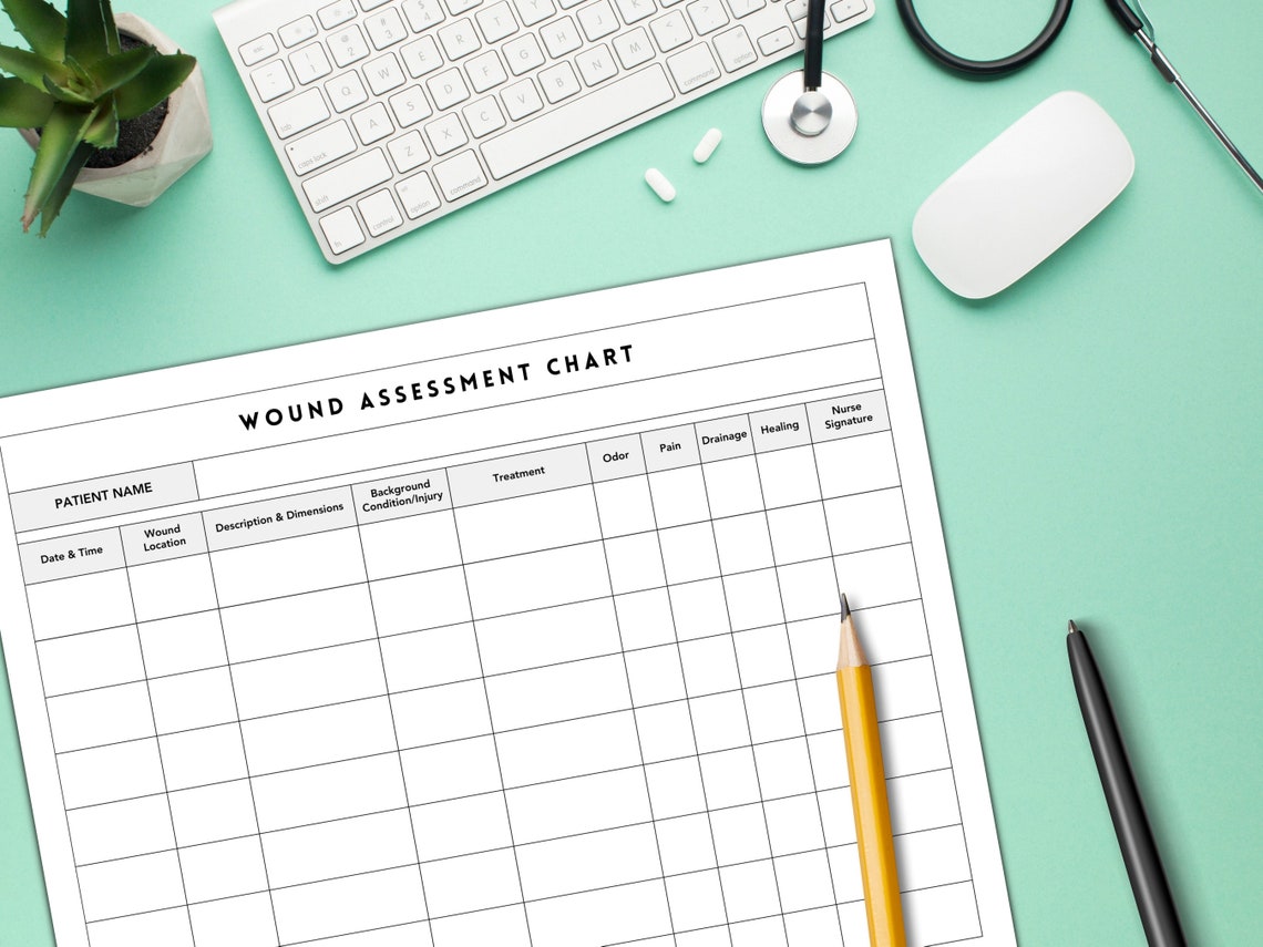 Wound Assessment Chart, Wound Care Documentation Chart for Nurses ...