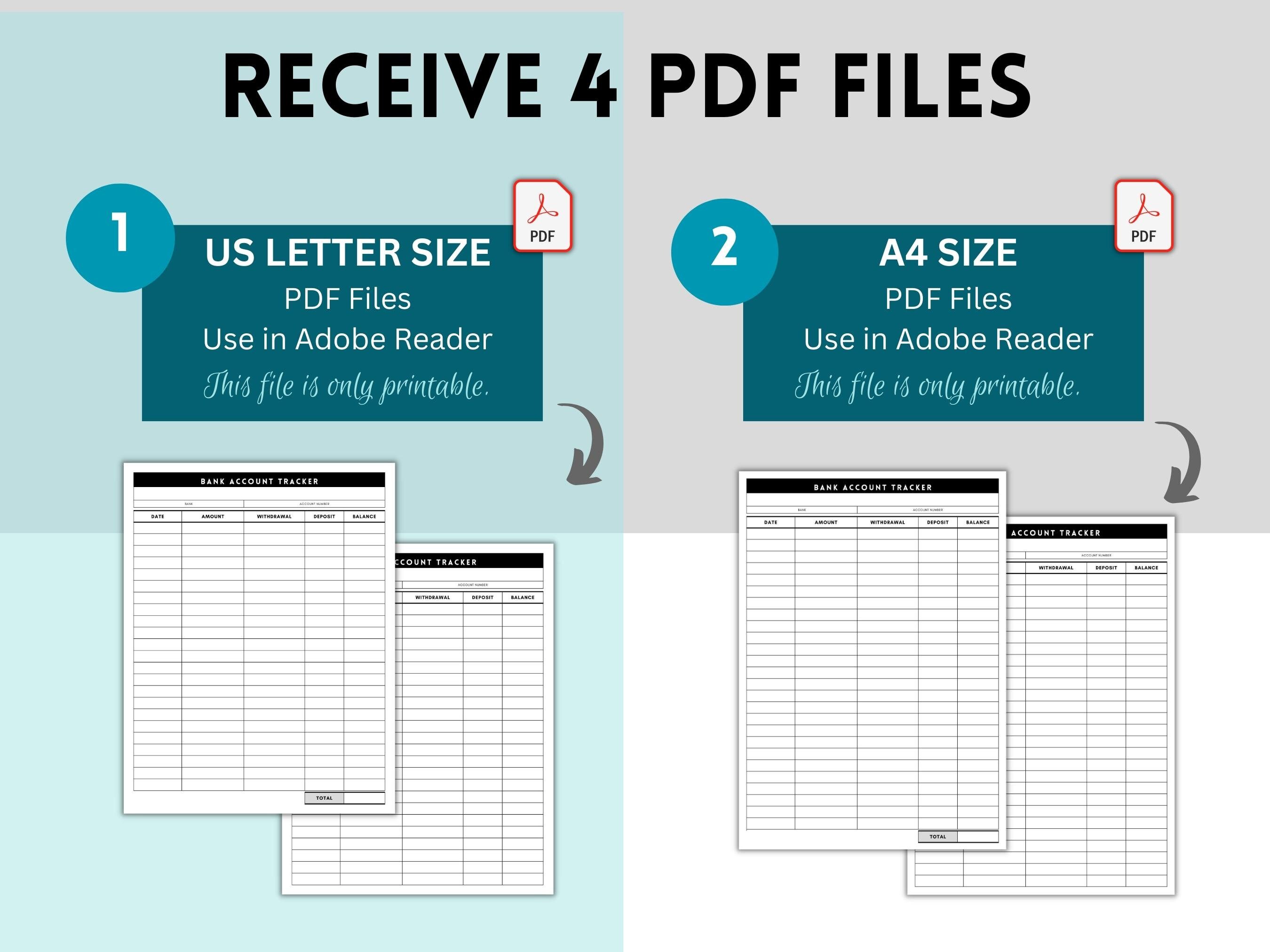 Bank Account Tracker Printable Form, Bank Deposit Log, Money Balance ...