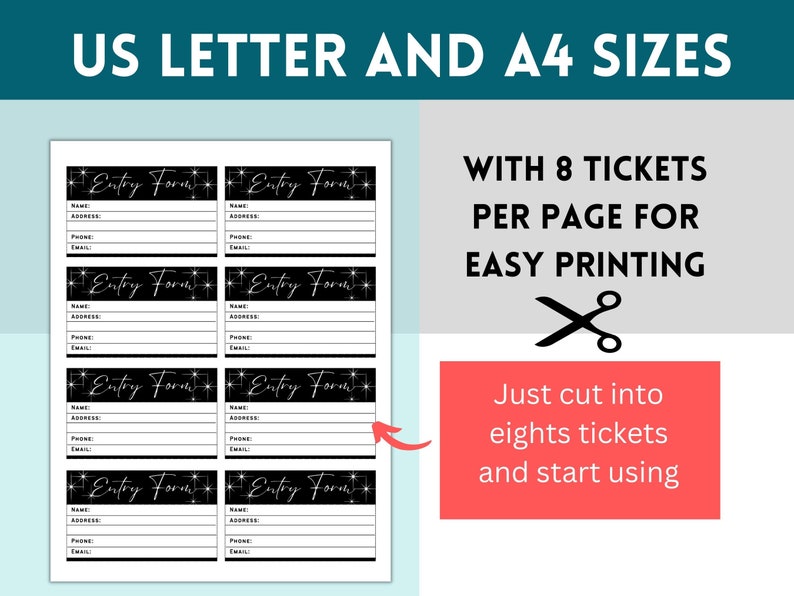 Printable Raffle Entry Form Ticket, Enter to Win Printable Ticket ...