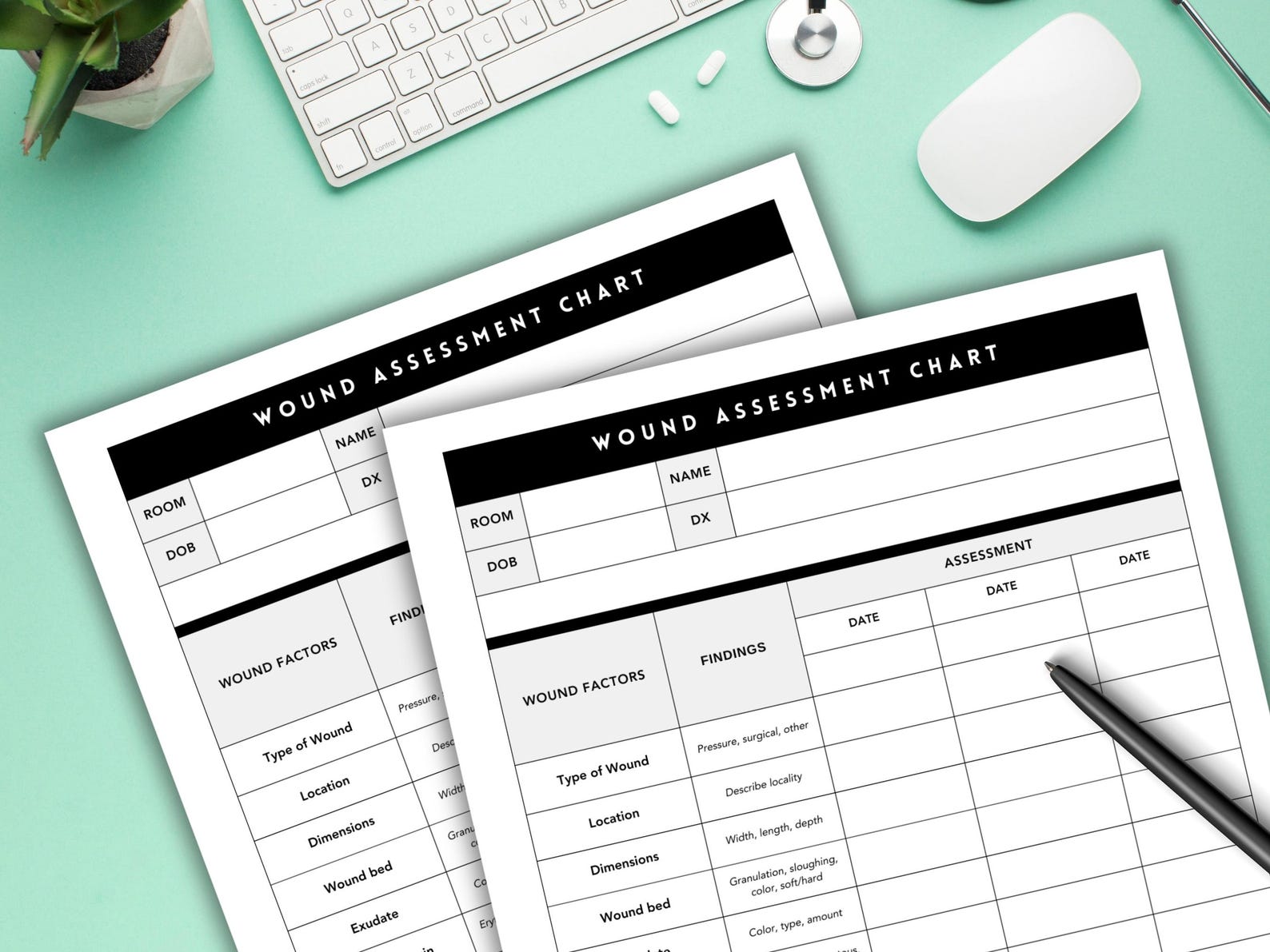 Wound Assessment Chart, Wound Management Chart for Nurses, Wound Chart ...