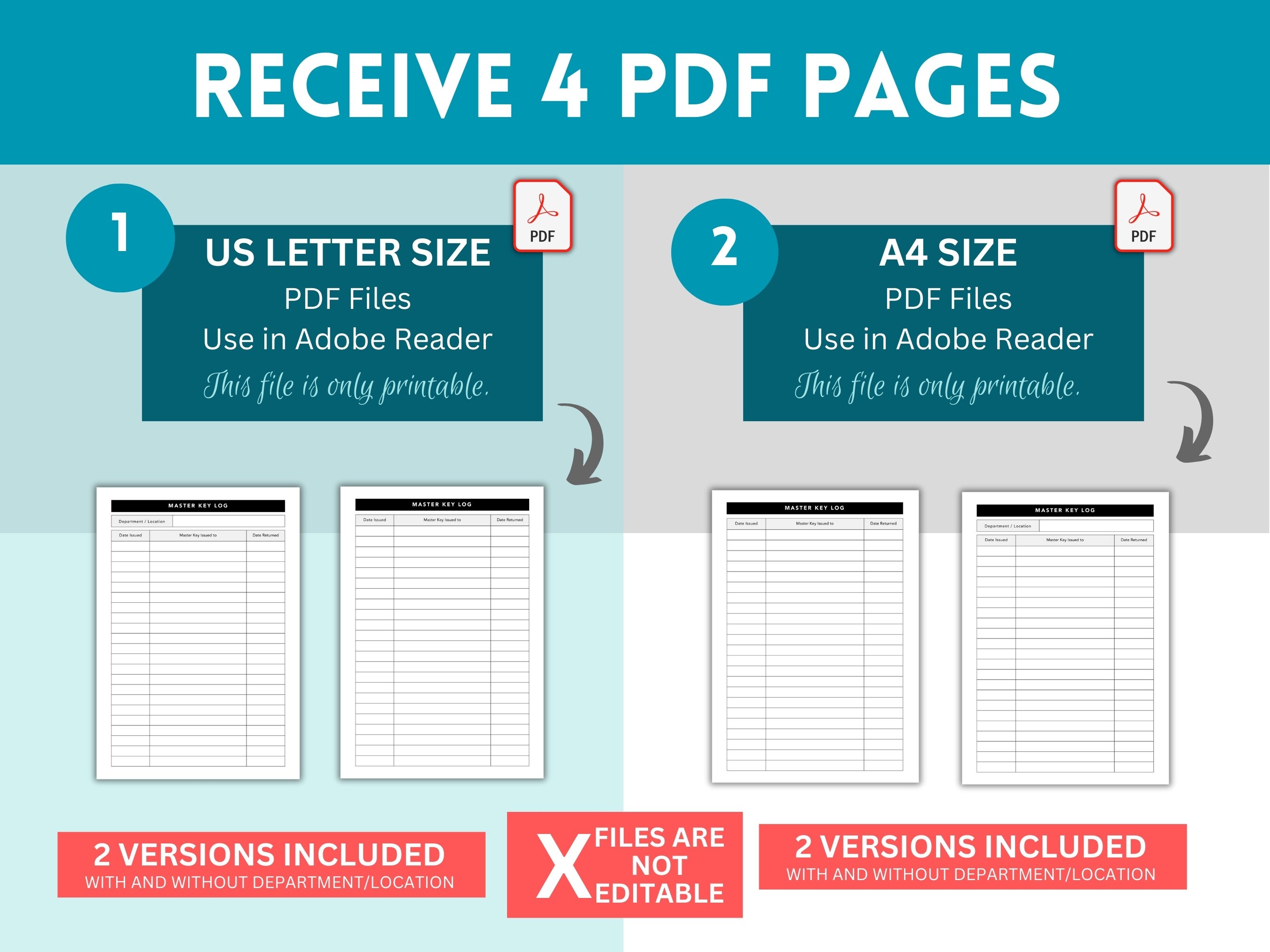 Master Key Log, Master Key Register, Master Key Record, Key Tracking ...