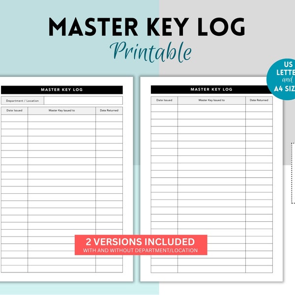 Key Log Template - Etsy