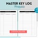 Master Key Log, Master Key Register, Master Key Record, Key Tracking ...