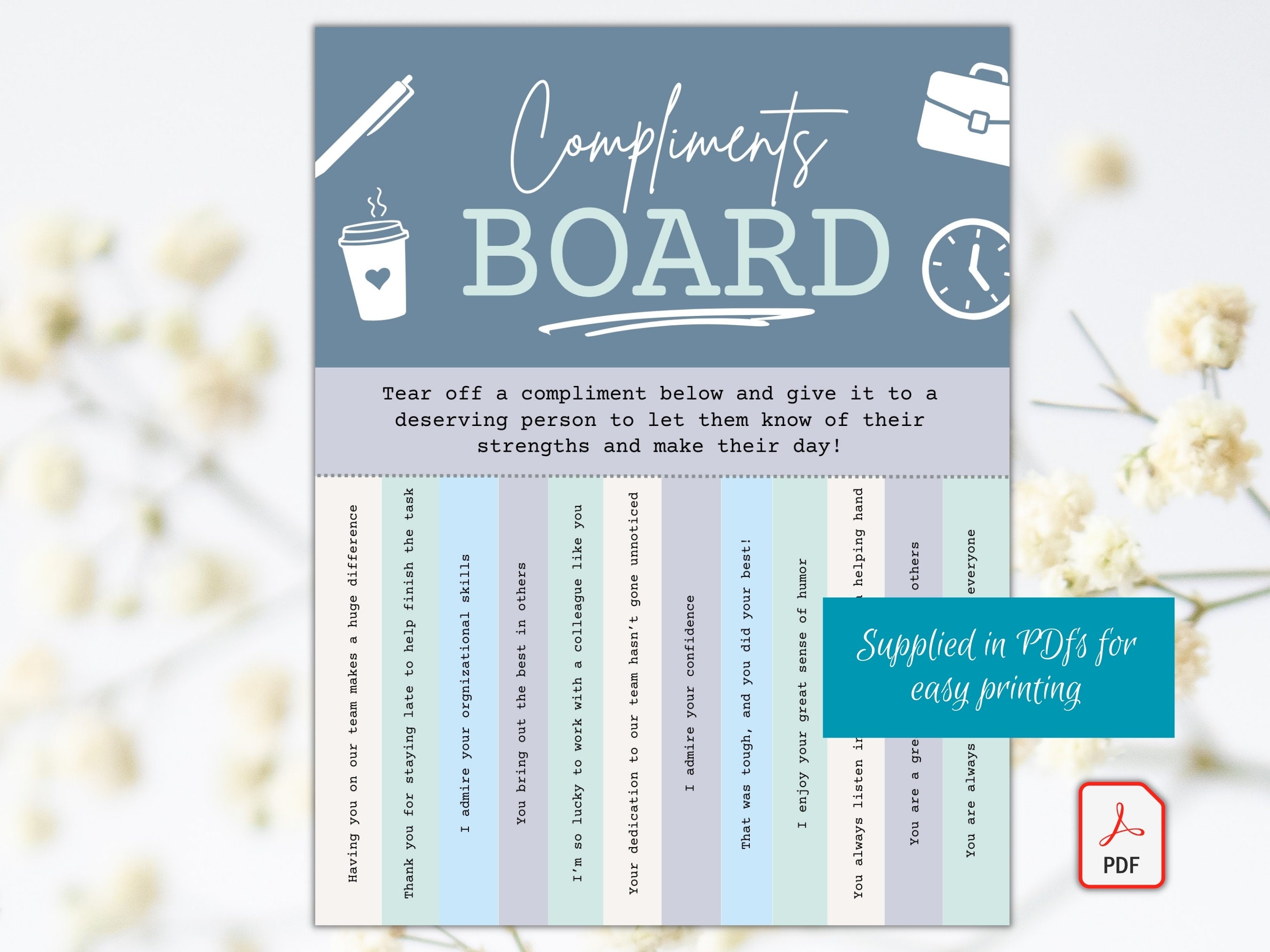 Printable Tear off Compliments, Random Acts of Kindness Activity ...