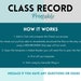 Printable Class Record Checklist, Class Attendance, Class Record, Class ...