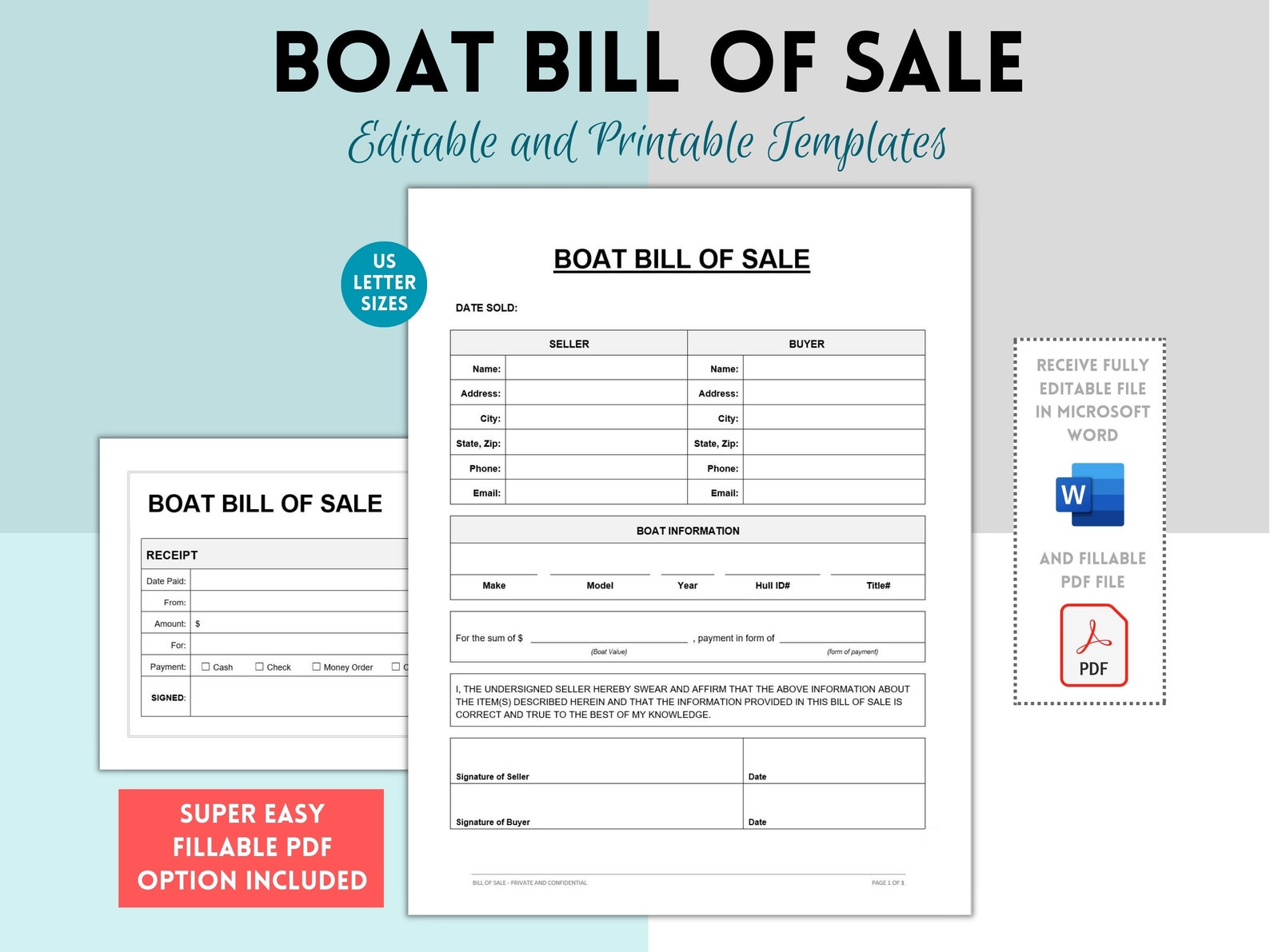 Boat Bill of Sale, Boat Sale Form, Boat Sale Agreement, Boat Sale ...