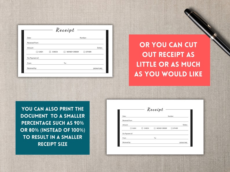 Simple Printable Receipt Form, Small Business Receipt, Sales Receipt ...