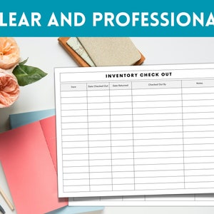 Inventory Check Out Sheet, Inventory Sign Out Sheet, Inventory Tracker ...