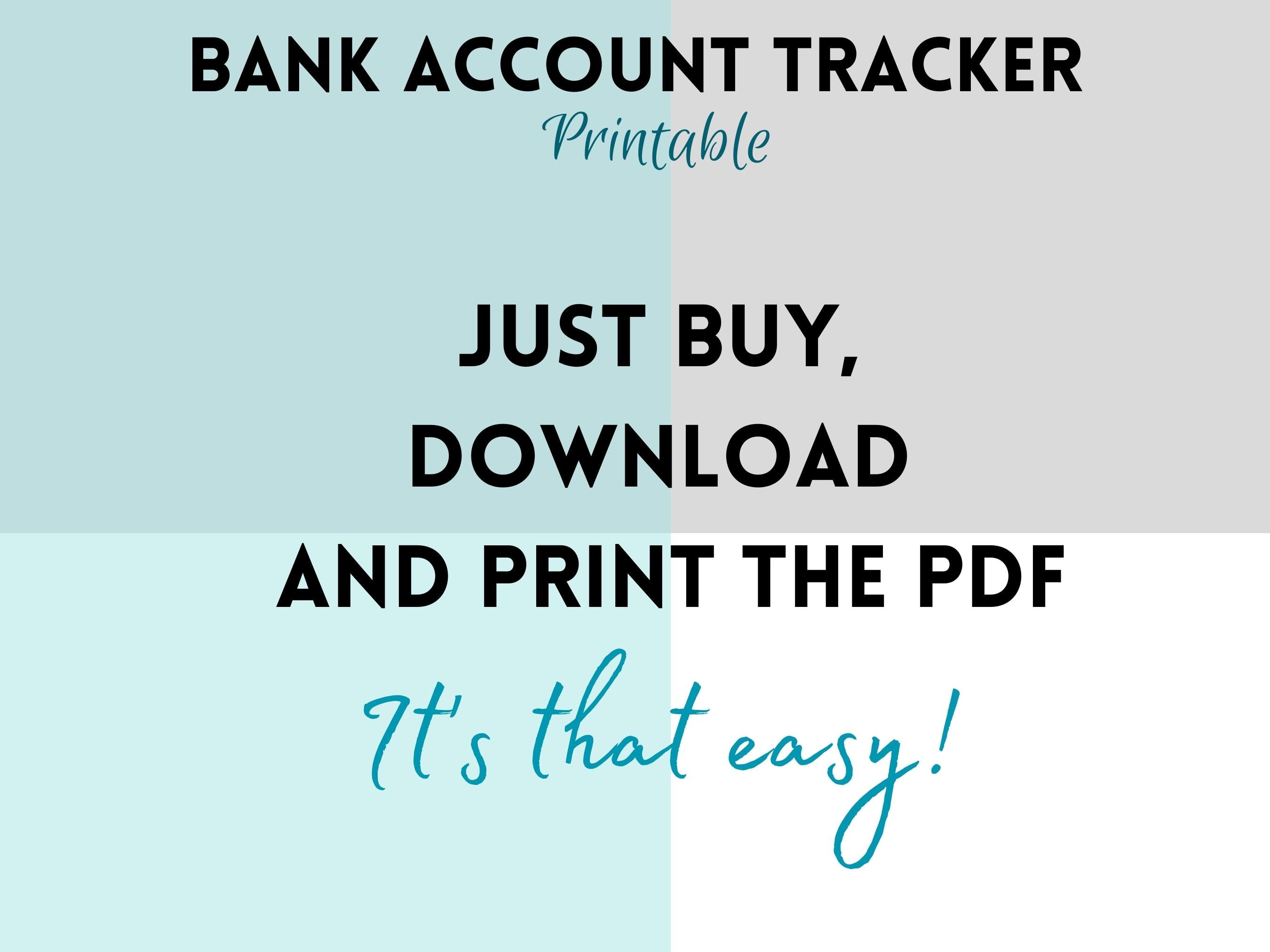 Bank Account Tracker Printable Form, Bank Deposit Log, Money Balance ...