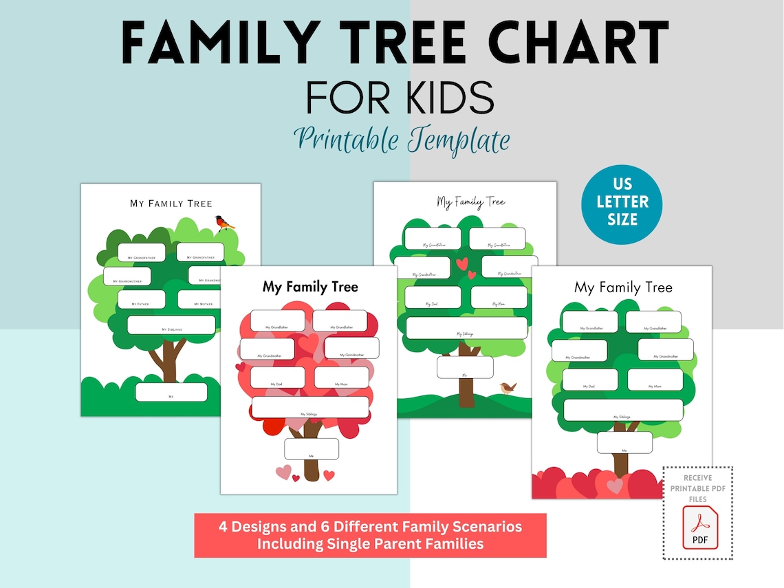 Family Tree Chart for Kids, Family History for Children, Genealogy ...