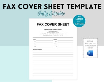 Medical Fax Cover Sheet for Health Care Office Printable Digital ...