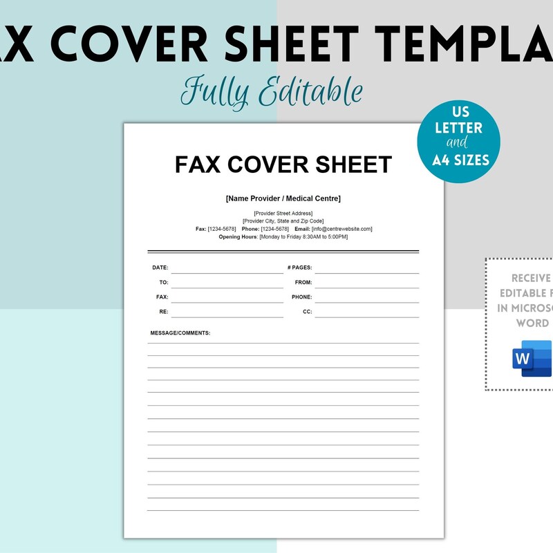 Fax Cover Sheet Template - Etsy