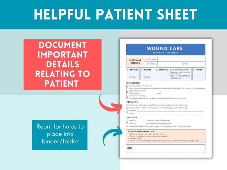 Wound Care Patient Information Sheet, Doctors Notes, Wound After Care ...