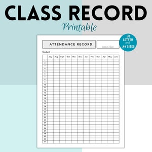 Printable Student Attendance Tracker, Attendance Log, Attendance Record ...