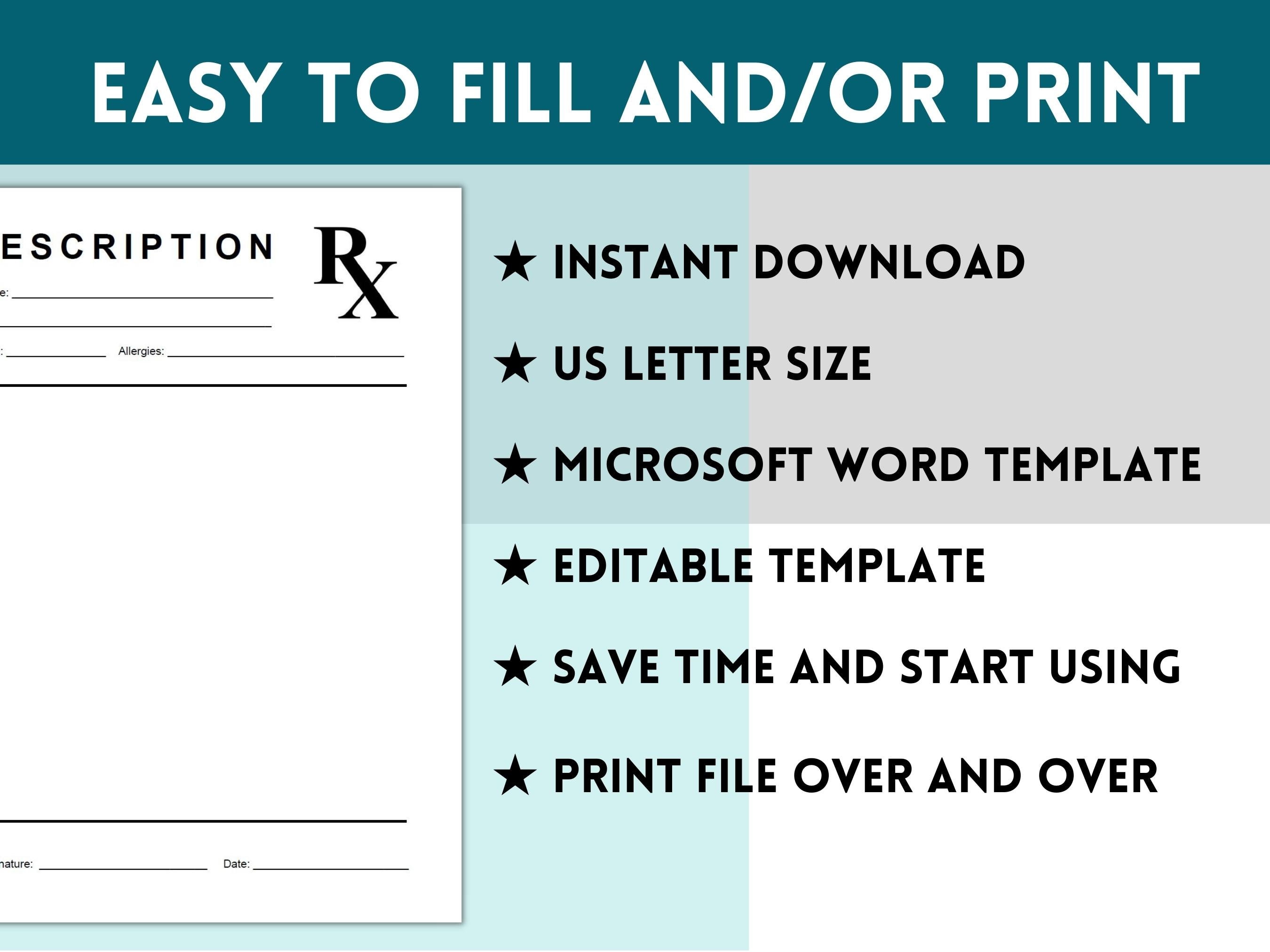 Prescription Pad Template, Rx Prescription Notepad Template ...