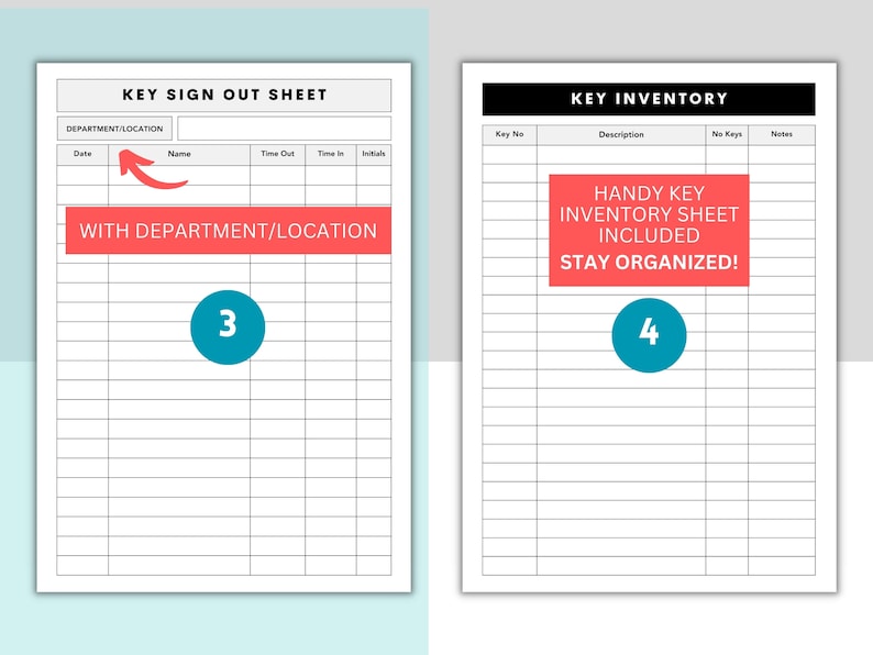 Key Sign Out Sheet, Key Signature List, Contact List, Sign in Out Form ...
