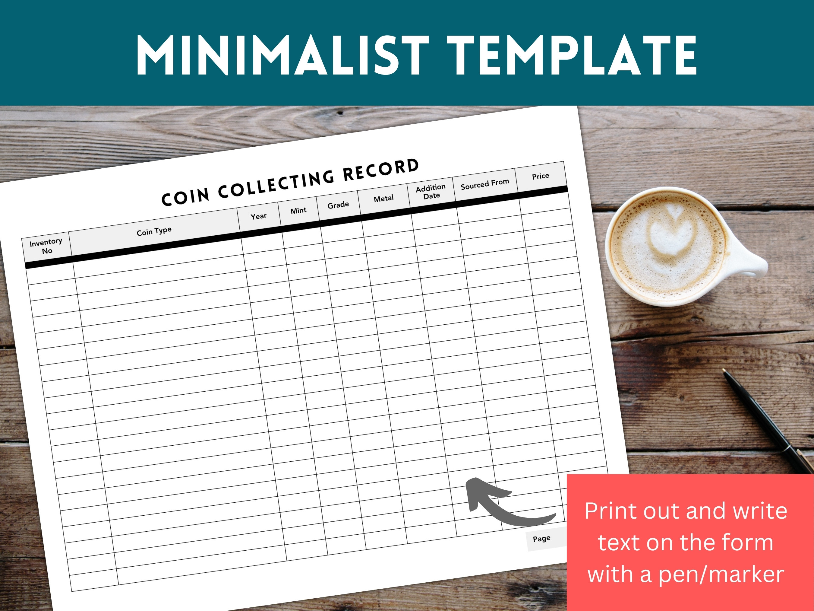 Coin Collection Record, Coin Inventory Log, Coin Collection ...