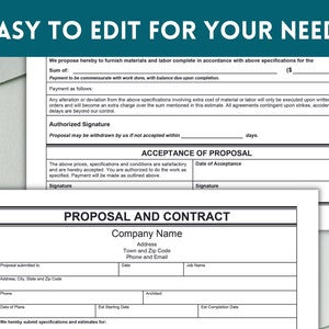 Contract Template, Printable Proposal and Contract Form, Business Form ...