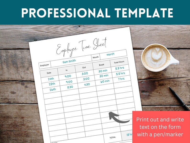 Employee Timesheet, Employee Schedule, Printable Timesheet, Time ...