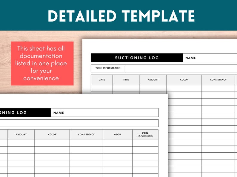 Tracheostomy Ventilation Suctioning Log Tracker Chart, Tracheotomy Care ...