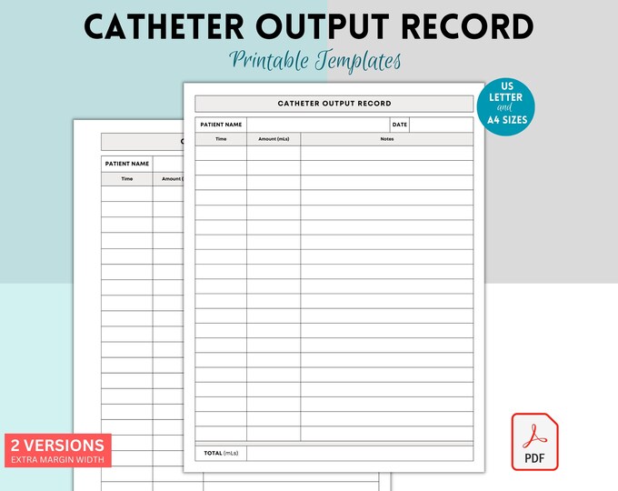 Fluids Intake and Output Record an Intake and Output Tracker, Health ...