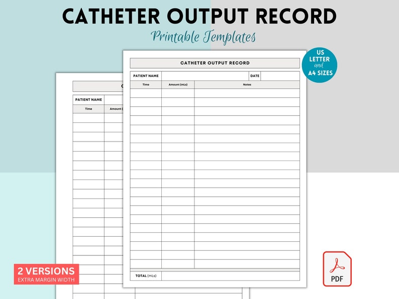 Catheter Output Record, Foley Catheter Form, Foley Catheter Record ...