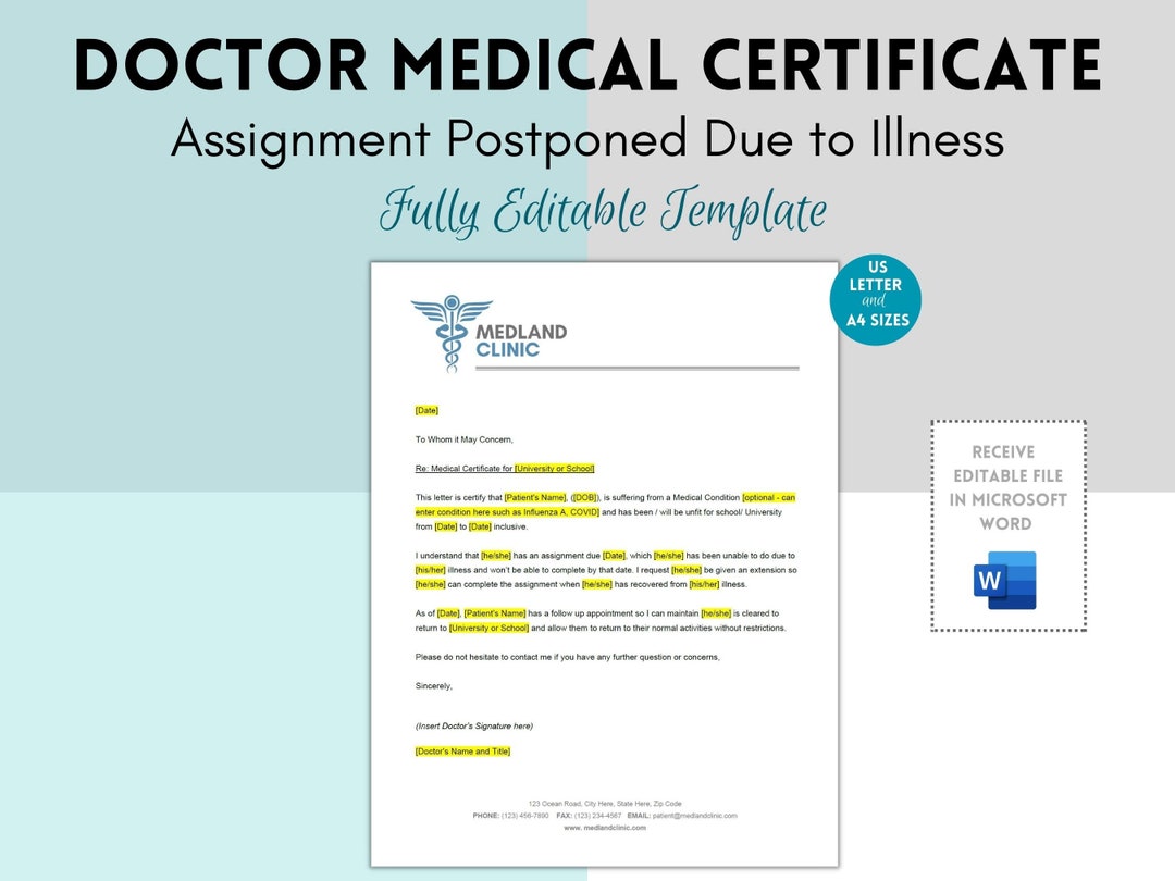 Doctor's Note, Doctor's Letter, Medical Certificate, Missing Assignment ...