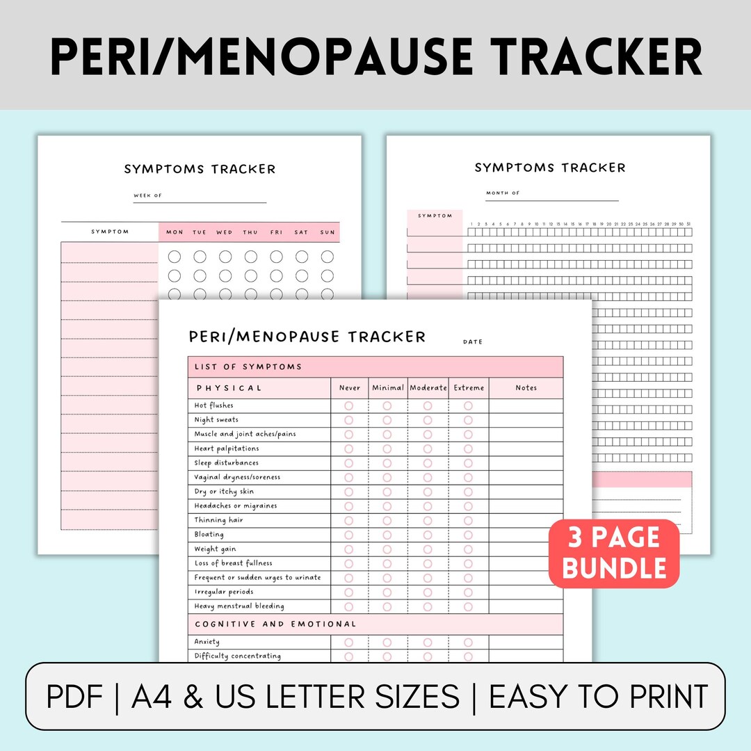 Peri Menopause Symptoms Tracker, Perimenopause Tracker, Menopause Log ...
