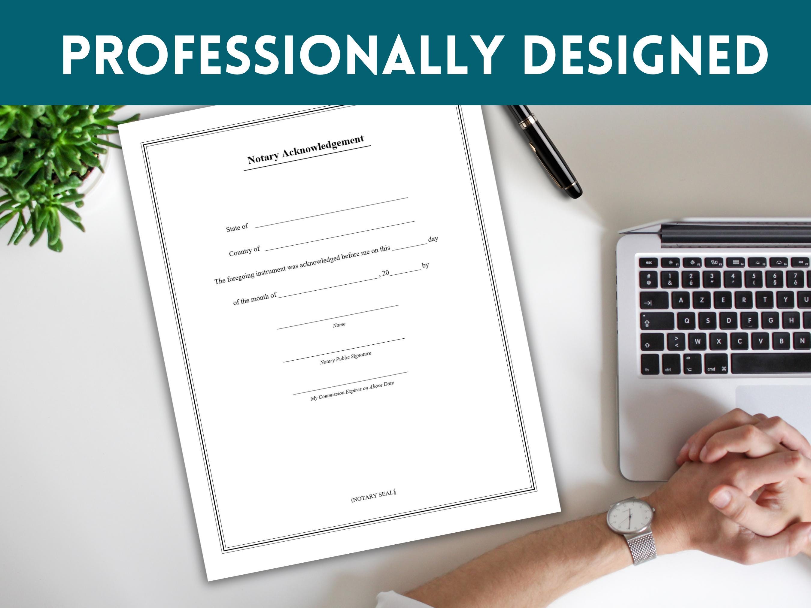 Notary Acknowledgement, Notary Form, Notary Letter, Acknowledgement ...