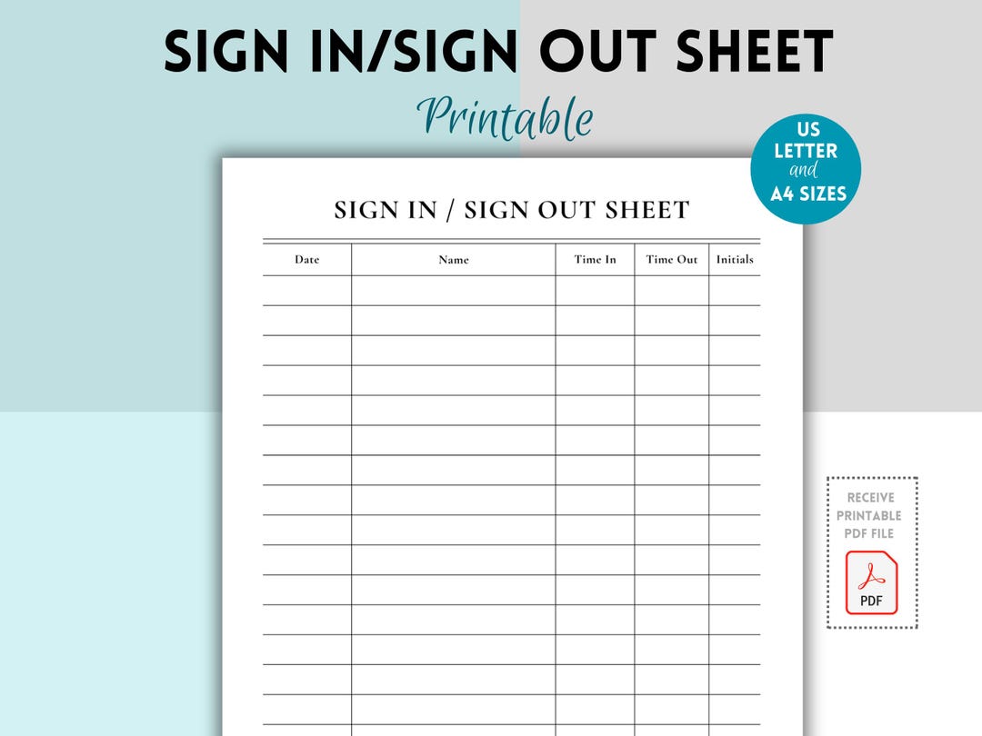 Sign in and Sign Out Sheet, Time in and Time Out Sheet Template ...