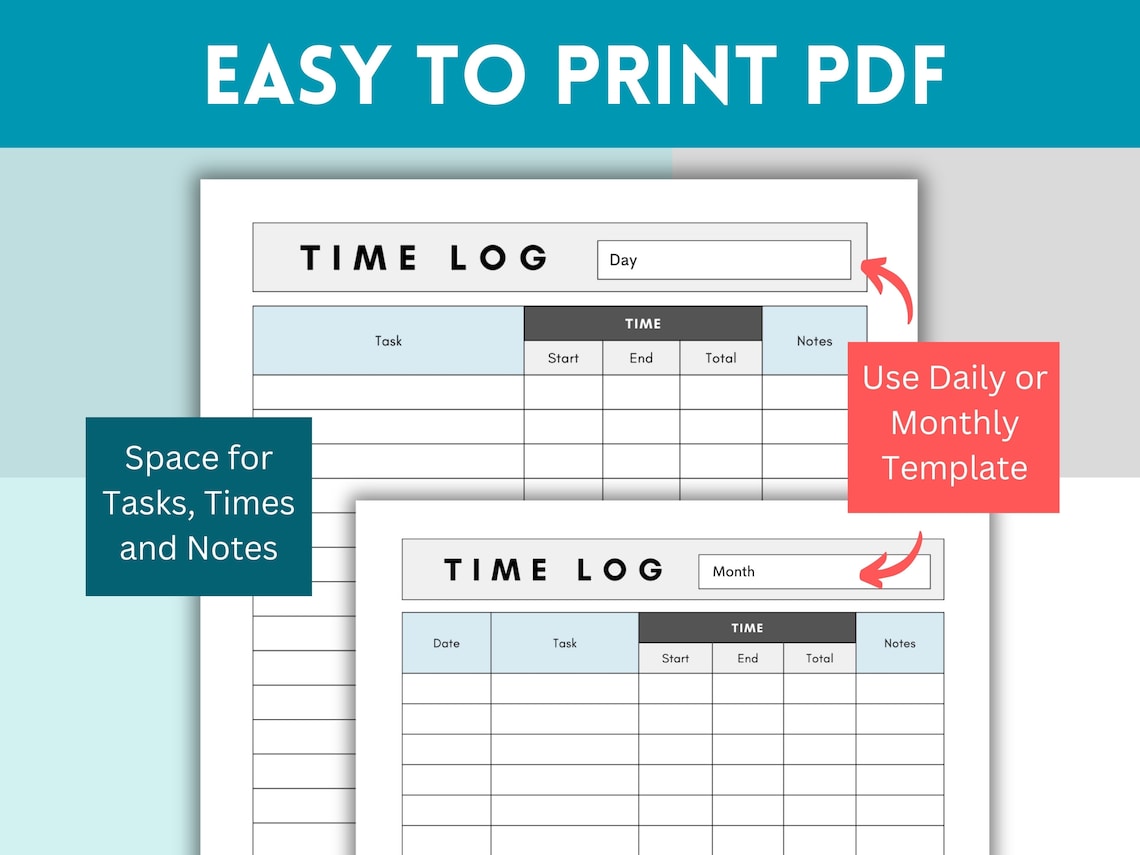 Time Log Printable, Work Log Sheet, Time Tracker, Working Hours ...