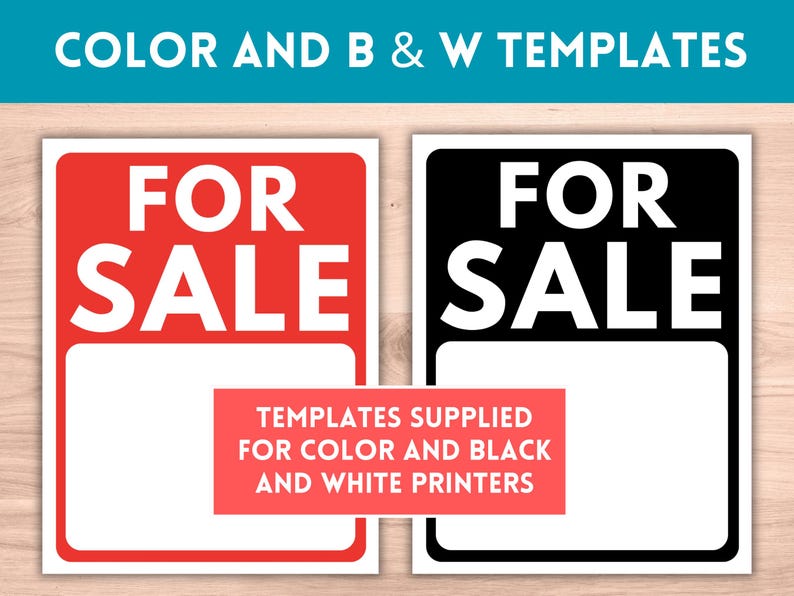 Printable for Sale Sign, for Sale Sign, Sale Sign PDF, US Letter and A4 ...