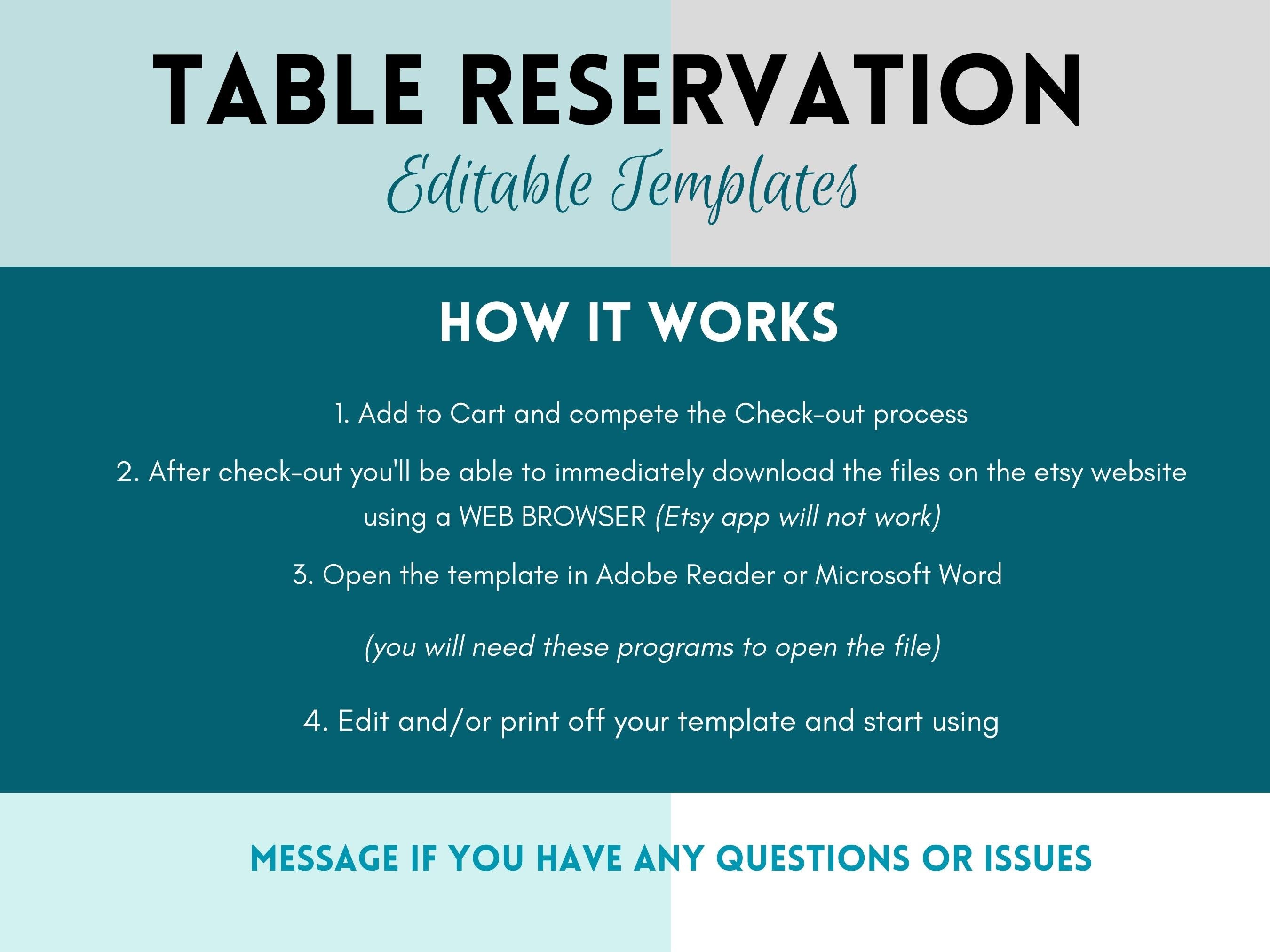 Editable Table Reservation List, Restaurant Table Reservation Form ...