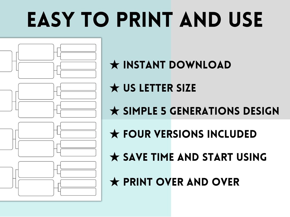 Blank Family Tree Chart Template Family History Pedigree - Etsy