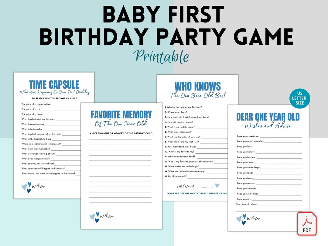 Baby's First Birthday Party Game, How Well Do You Know the One Year Old ...