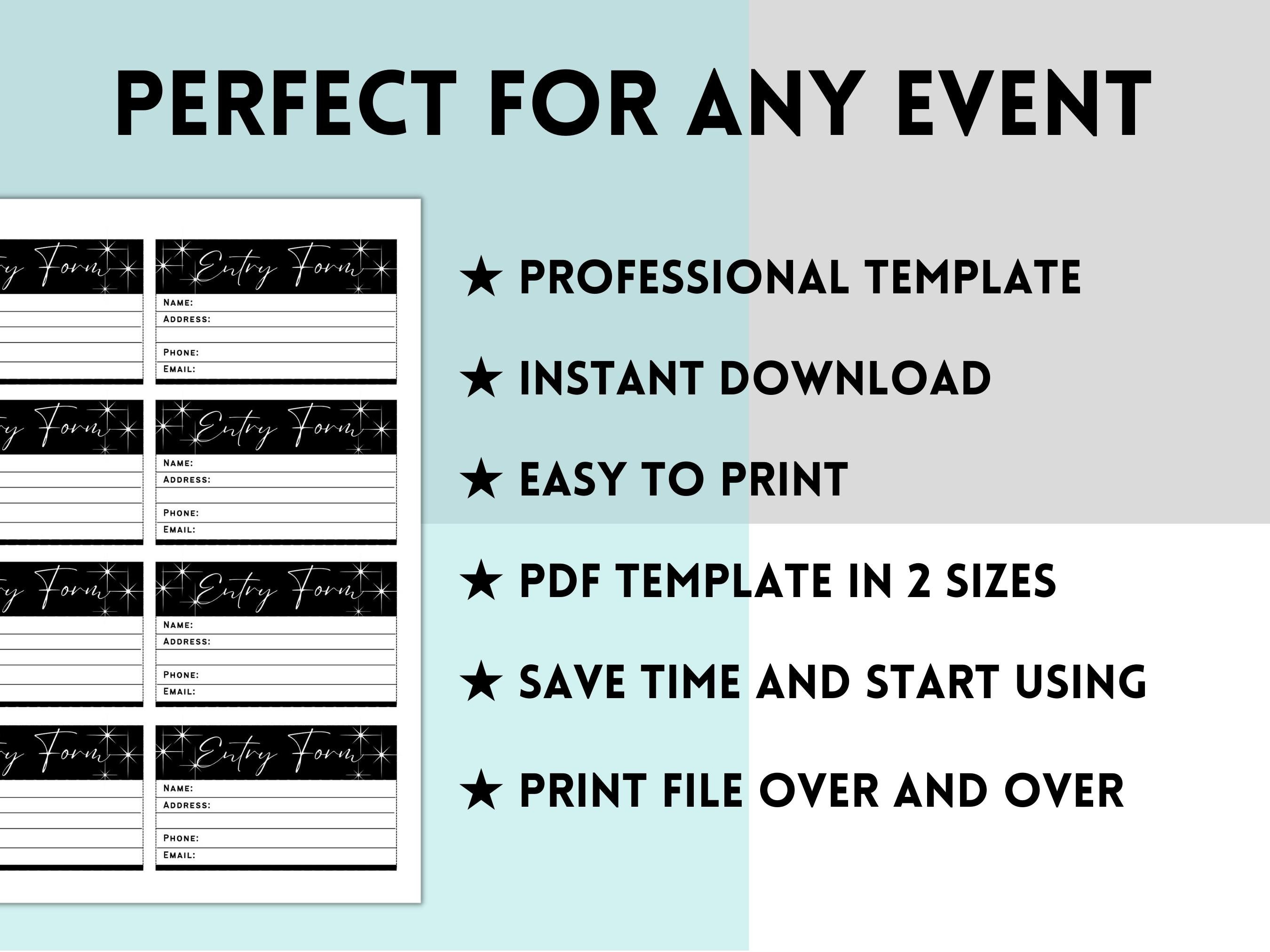 Printable Raffle Entry Form Ticket, Enter to Win Printable Ticket ...
