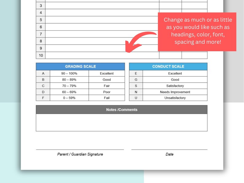 Editable Homeschool Report Card, Homeschooling Progress Report, Grade ...