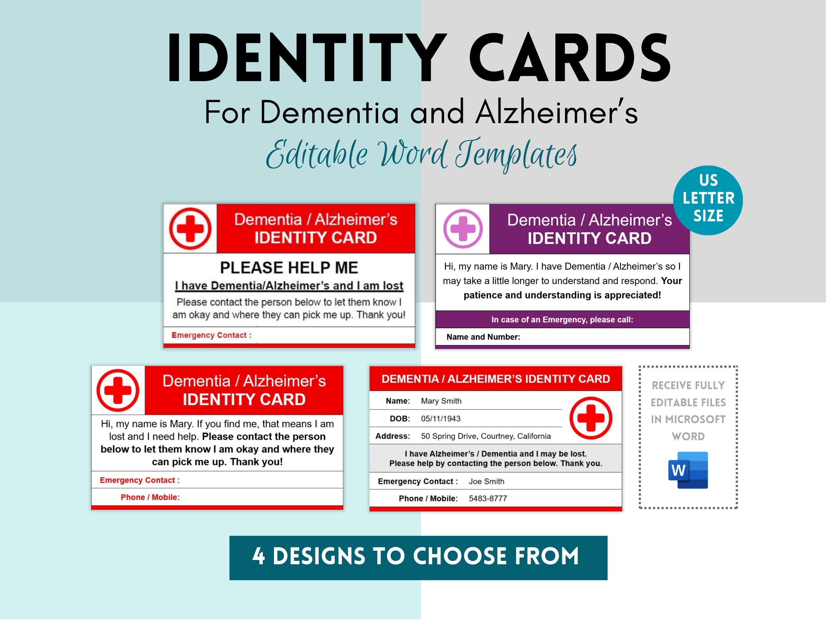 Dementia Alzheimer’s Identity Card, Dementia Alzheimers ID Card ...