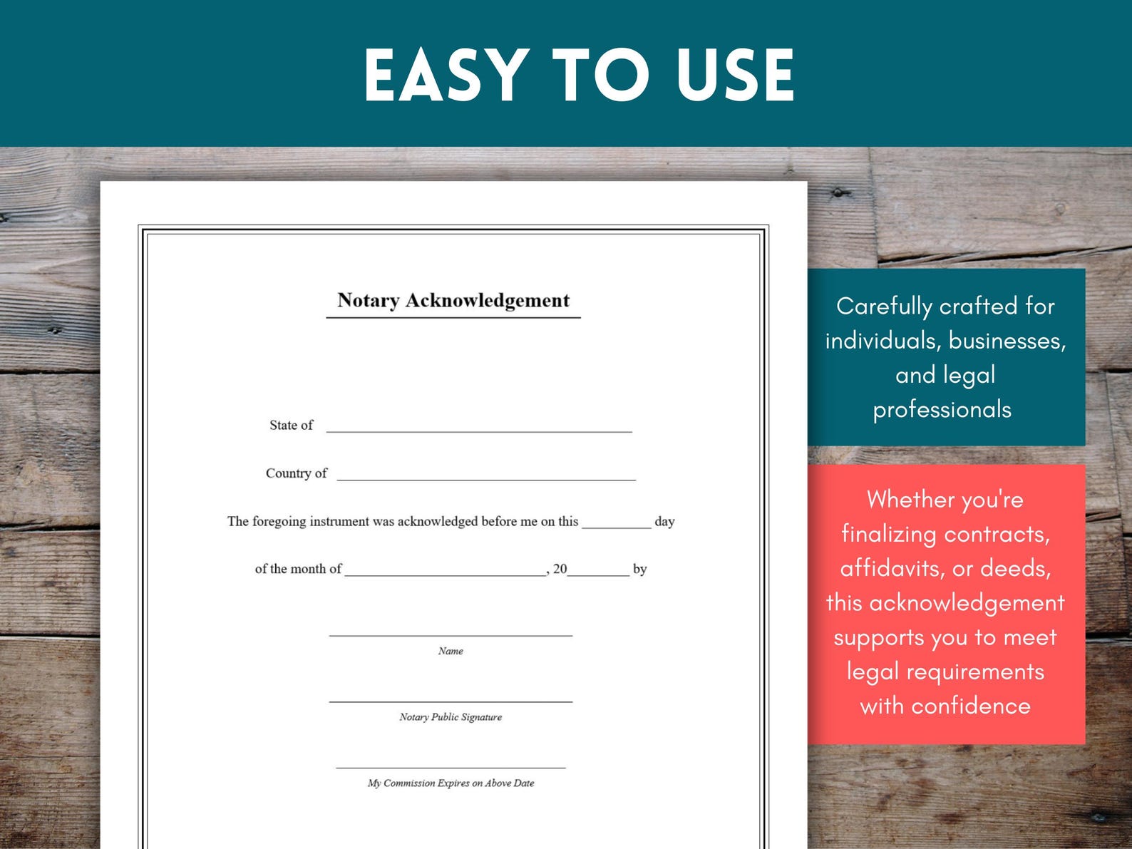 Notary Acknowledgement, Notary Form, Notary Letter, Acknowledgement ...