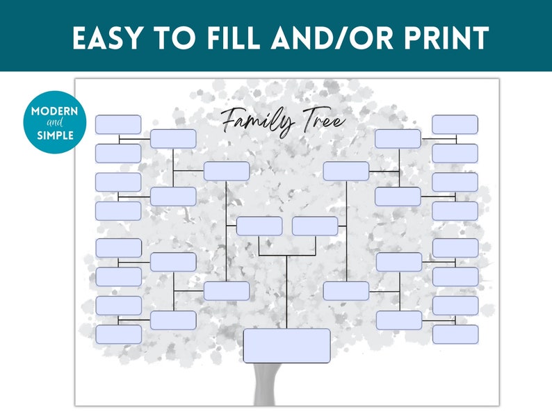 Blank Family Tree Chart Template Family History Pedigree - Etsy