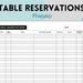 Printable Table Reservation List, Restaurant Table Reservation Form ...