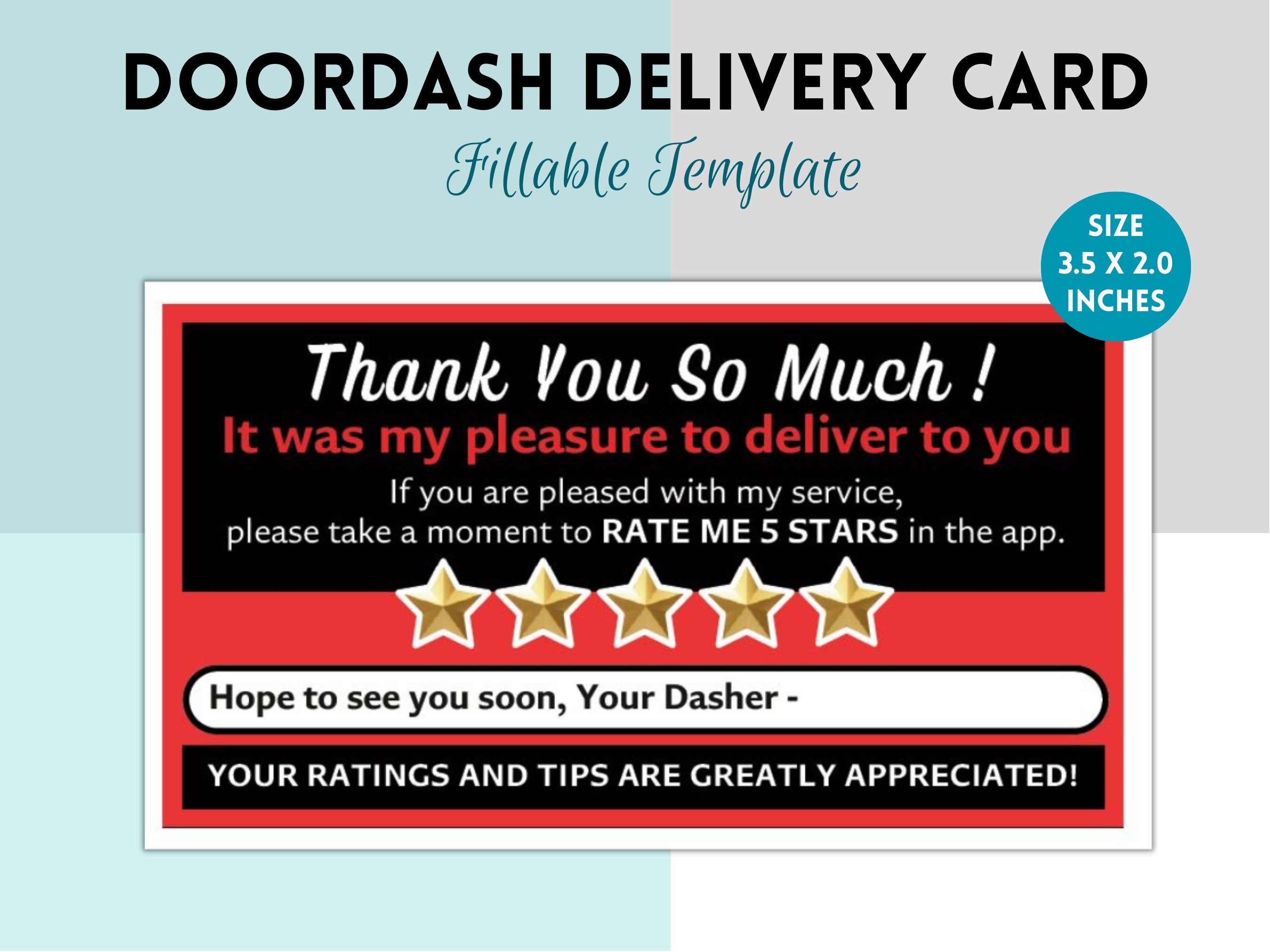 Doordash Delivery Rating Cards, Food Delivery Driver, Doordash Customer ...