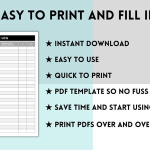 Printable Visitor Log, Visitor Sign in / Sign Out Sheet, Visitation Log ...